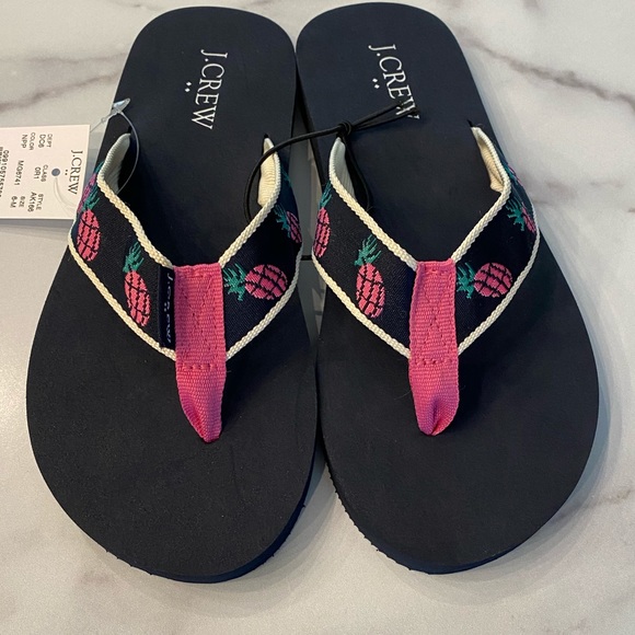 J. Crew | Shoes | J Crew Pineapple Canvas Critter Flip Flops | Poshmark